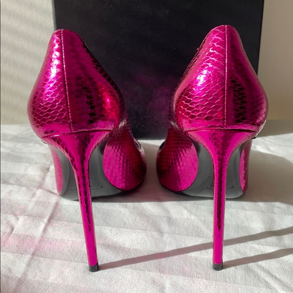 Saint Laurent Zoe Metallic Ayers Leather Pump 37 - Gem